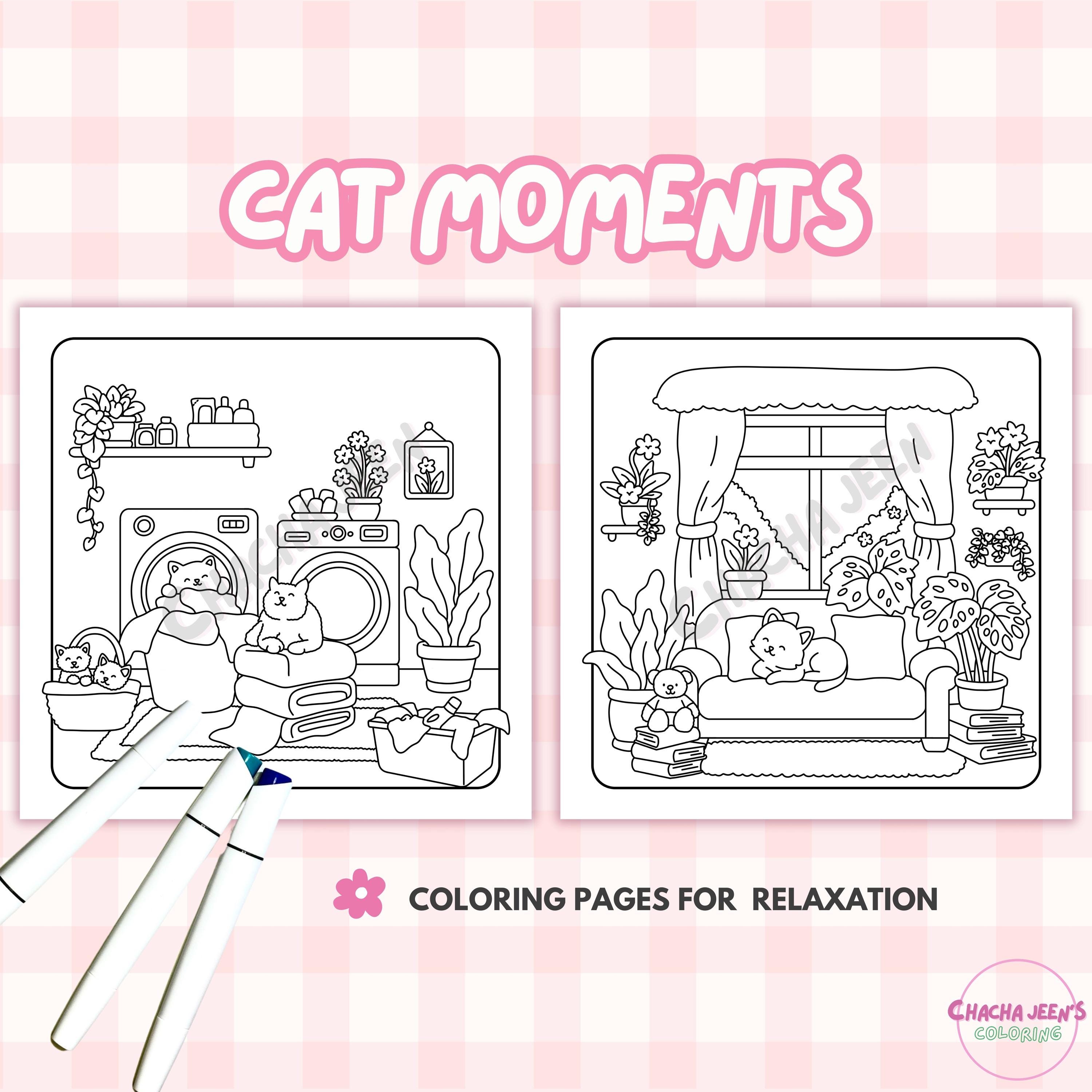 Cat Moments Coloring Pages , Cozy Meow Moments, Cute Cat Activities PDF ...