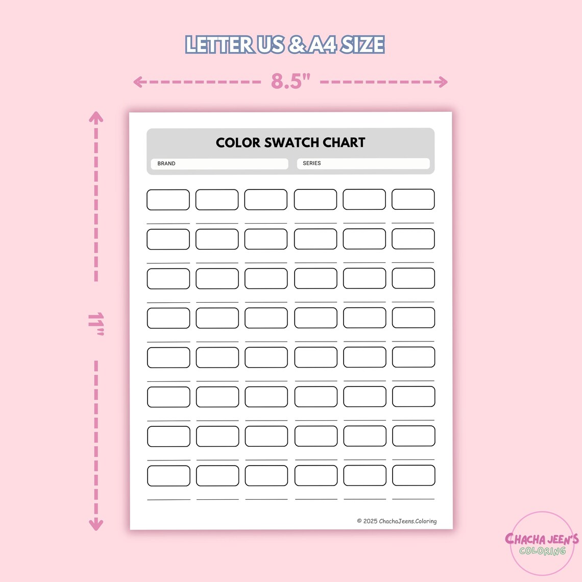 Color Swatch Chart: 48-120 Swatches, A4 & Letter Size (printable PDF ...