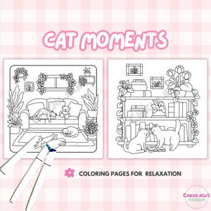 Cat Moments Coloring Pages , Cozy Meow Moments, Cute Cat Activities PDF ...