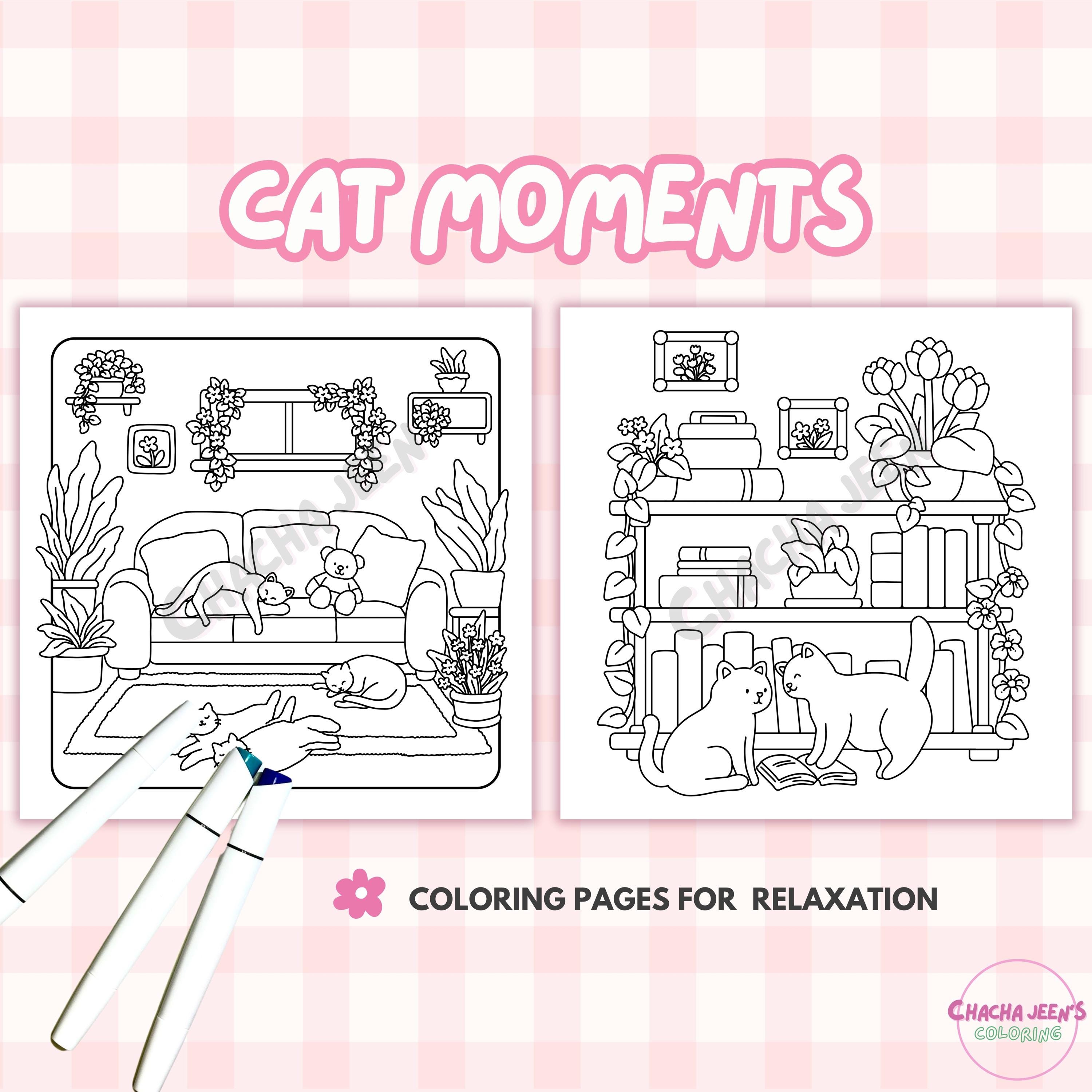 Cat Moments Coloring Pages , Cozy Meow Moments, Cute Cat Activities PDF ...