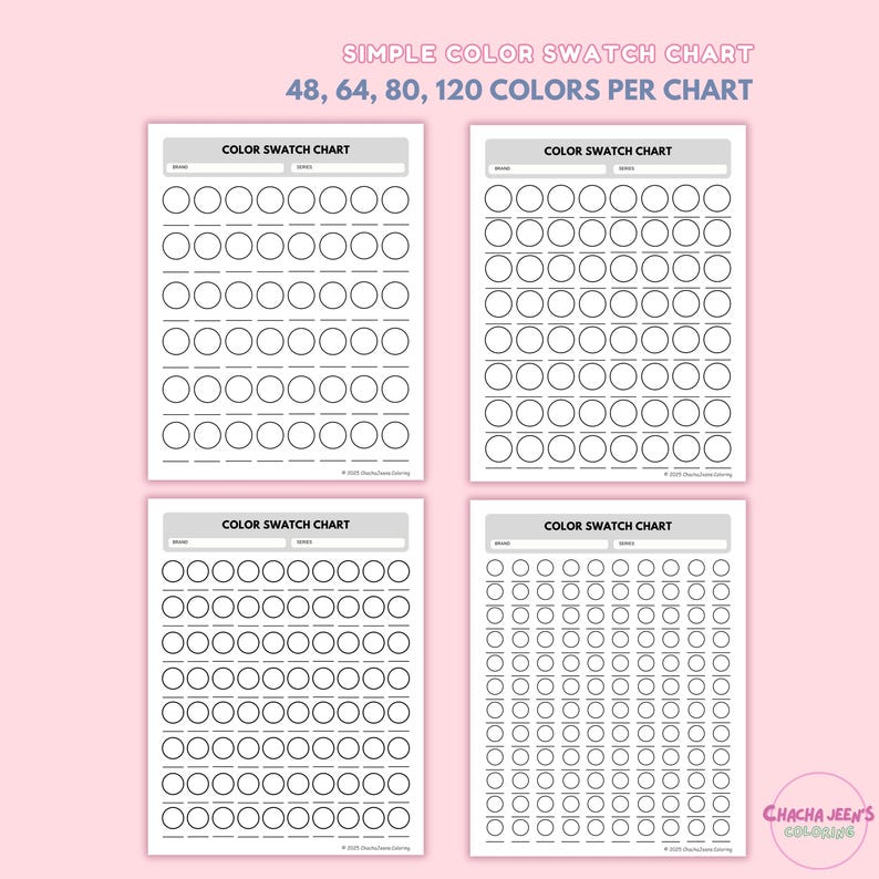 Color Swatch Chart: 48, 64, 80, 120 Swatches - Printable PDF - Etsy