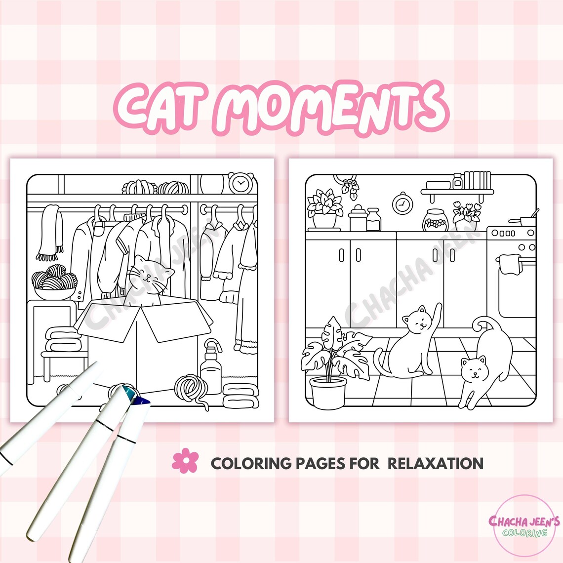 Cat Moments Coloring Pages , Cozy Meow Moments, Cute Cat Activities PDF ...