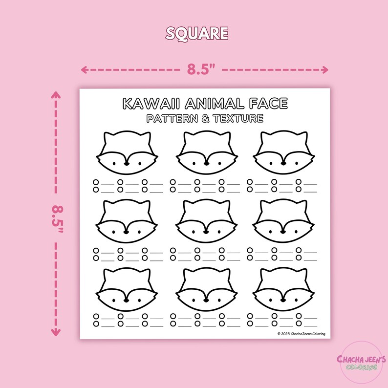 Kawaii Animal Face Coloring Pages, Coloring Practice Sheets, Pattern ...