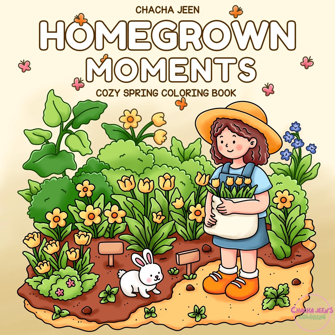 Gardener Moments Coloring Pages , Cozy Spring Garden PDF, Cute ...