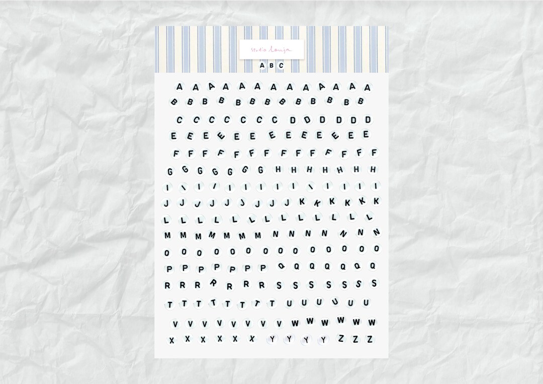 Minimalist Bead Letters Sticker Sheet, Aesthetic Alphabet Stickers ...