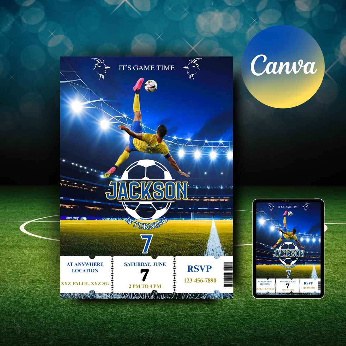 Ronaldo Al Nassr Birthday Invitation, CR7 Invitation, Editable Ronaldo ...