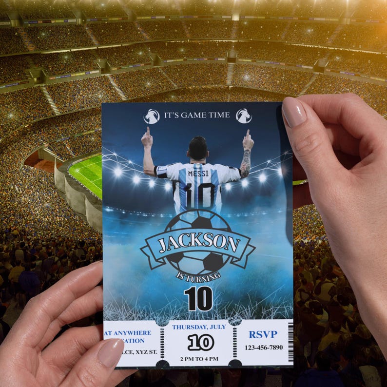 Messi Birthday Invitation, Iconic Celebration , Editable Messi ...