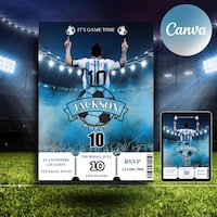 Messi Soccer Birthday Invitation Card: Editable Template (digital ...