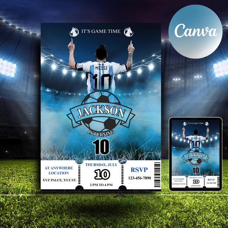Messi Birthday Invitation, Iconic Celebration , Editable Messi ...