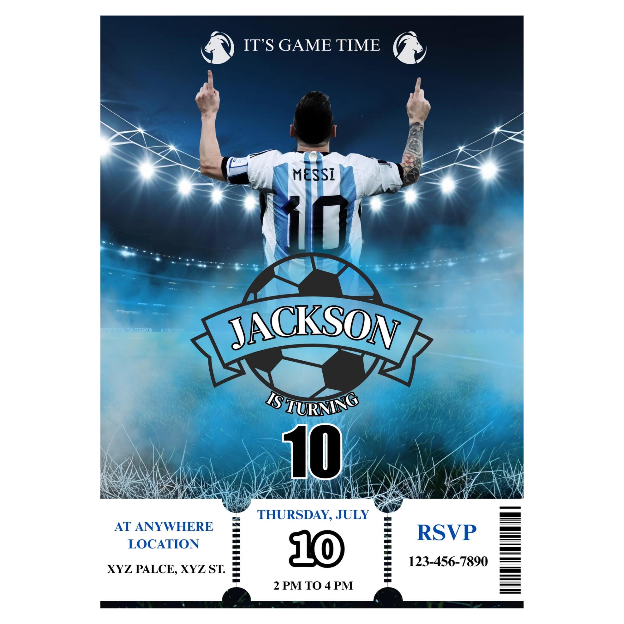 Messi Birthday Invitation, Iconic Celebration , Editable Messi ...