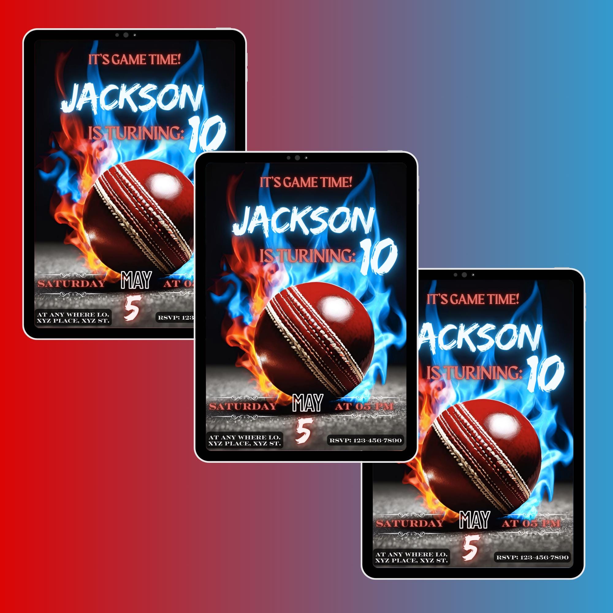 Cricket Ball Birthday Invitation, Sport Invitation, Sport Birthday ...