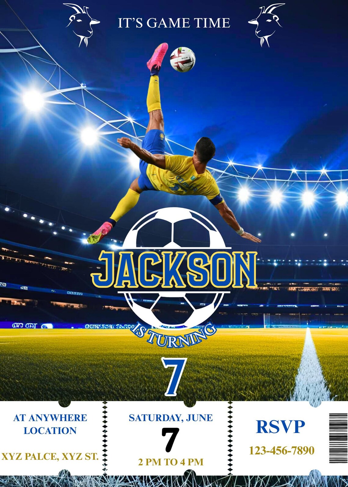 Ronaldo Al Nassr Birthday Invitation, CR7 Invitation, Editable Ronaldo ...