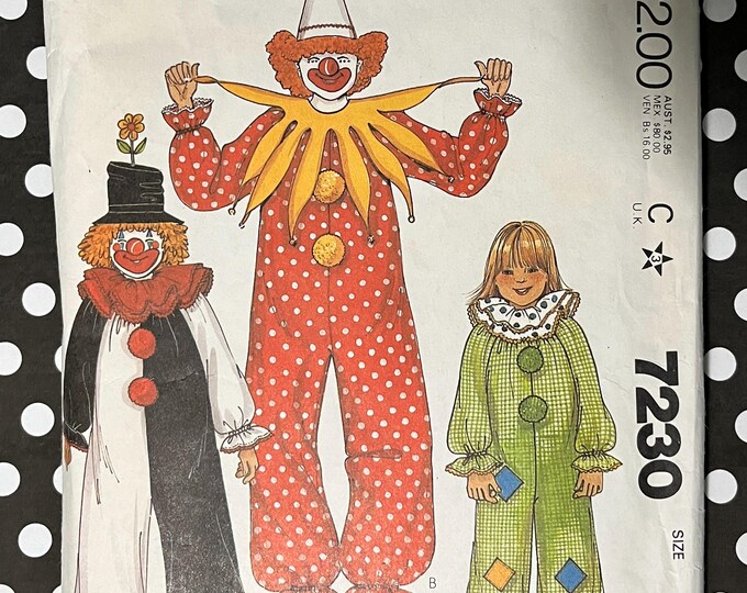 Adult Medium Clown Costume Sewing Pattern Mccall's 7230 - Etsy