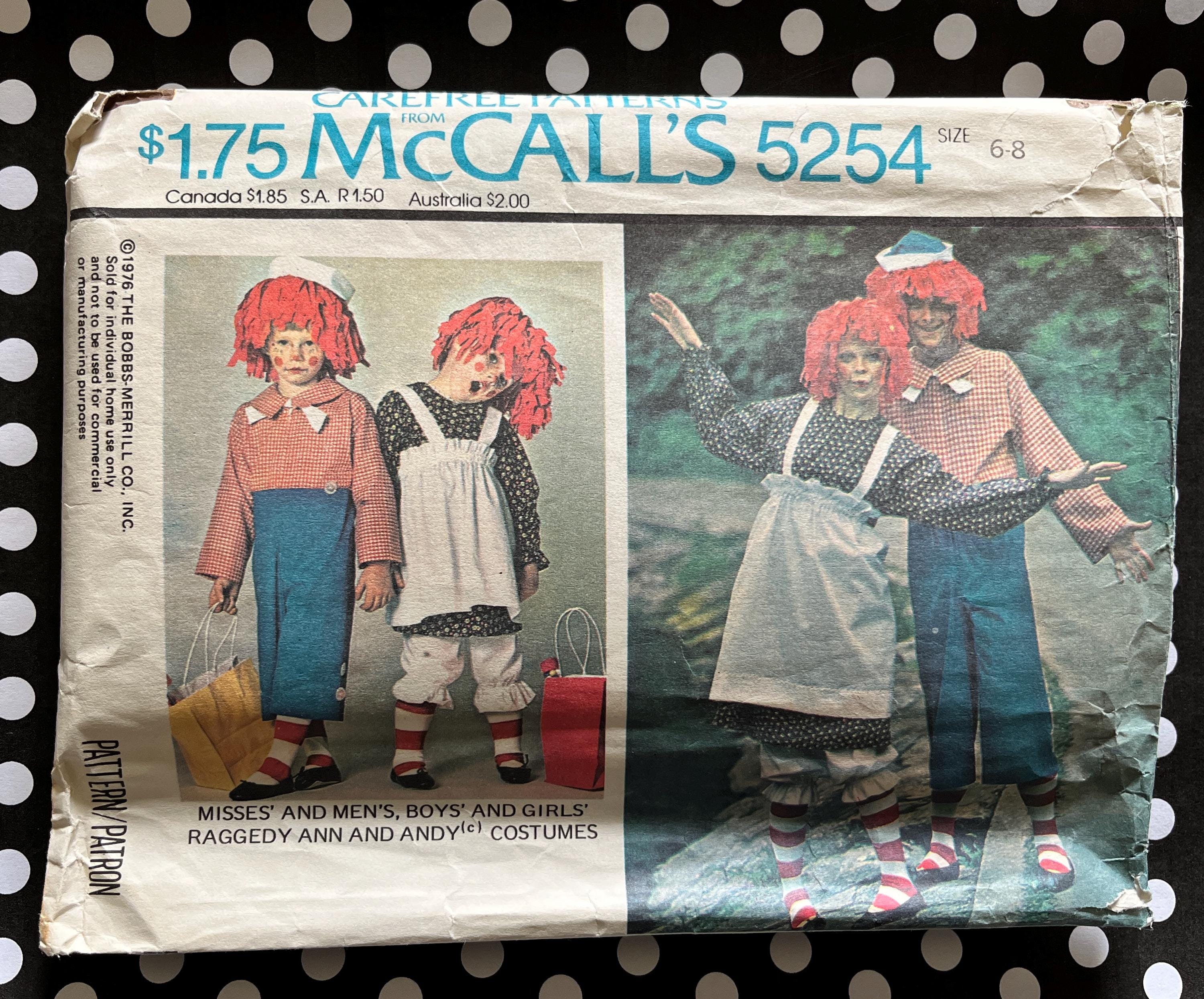 Mccall's Costume Sewing Pattern Raggedy Ann and Andy Child Sizes 6-8 - Etsy