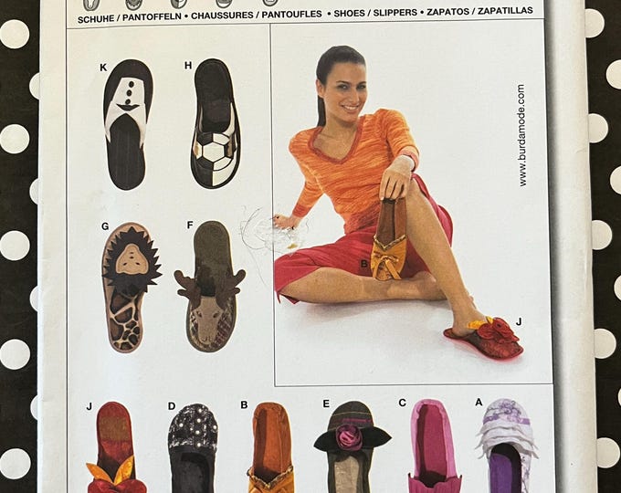 Fun Women's Slippers by Burda Sewing Pattern 7978 for Sizes 5.5 to 13.5 ...