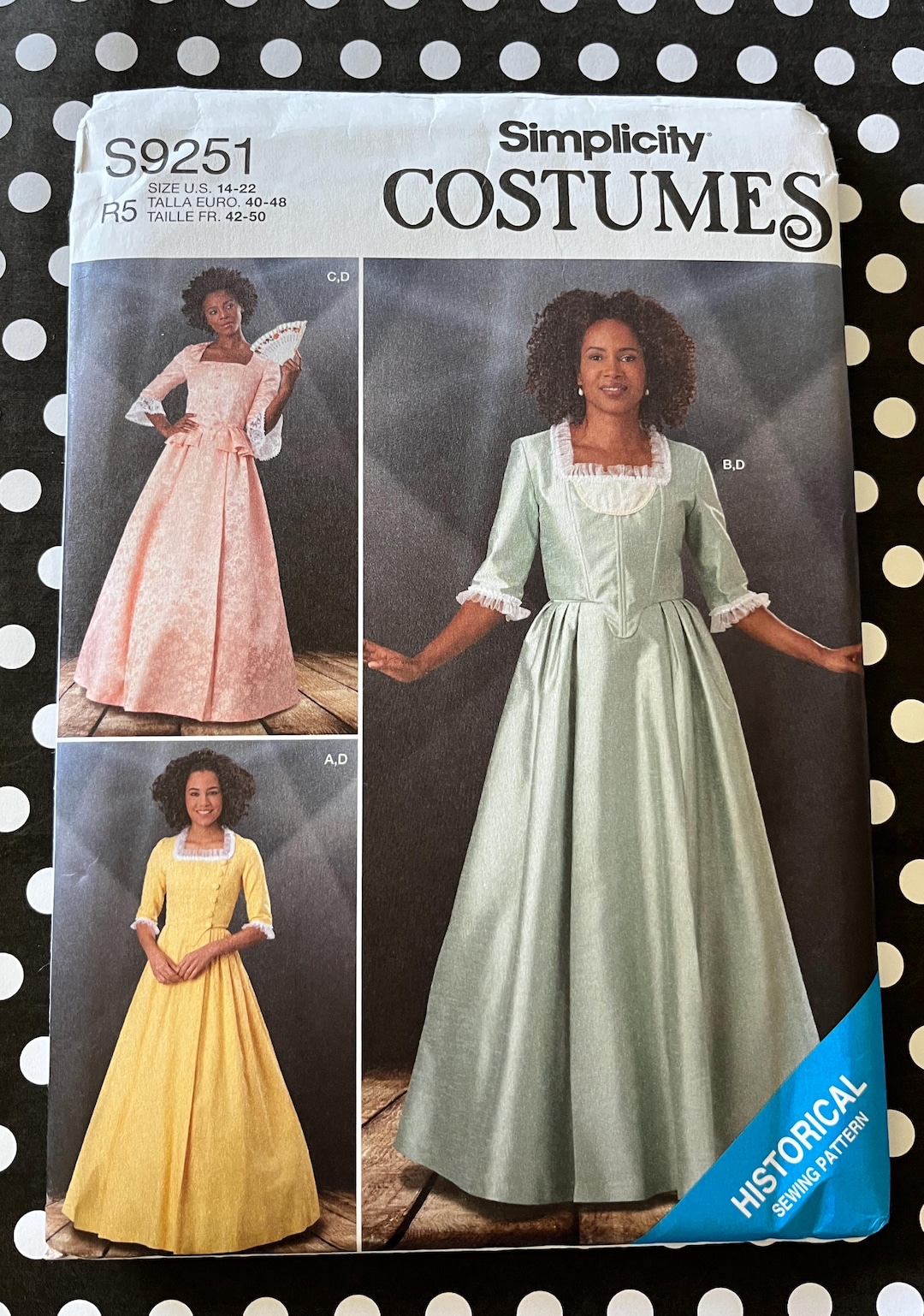 18th Century Historical Dress Sewing Pattern Simplicity 9251 Sizes 14 ...