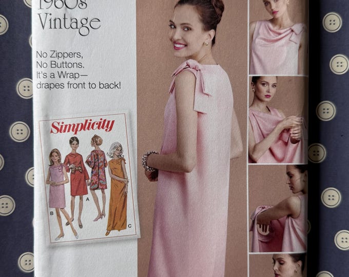 Retro 1960s Wrap Dress Sewing Pattern by Simplicity 8049 Sizes 8 to 16 - Etsy
