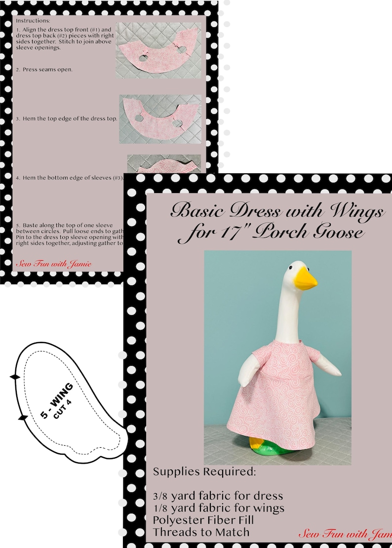 Sewing Pattern for 17-20 Inch Porch Goose Basic Dress With Wings ...
