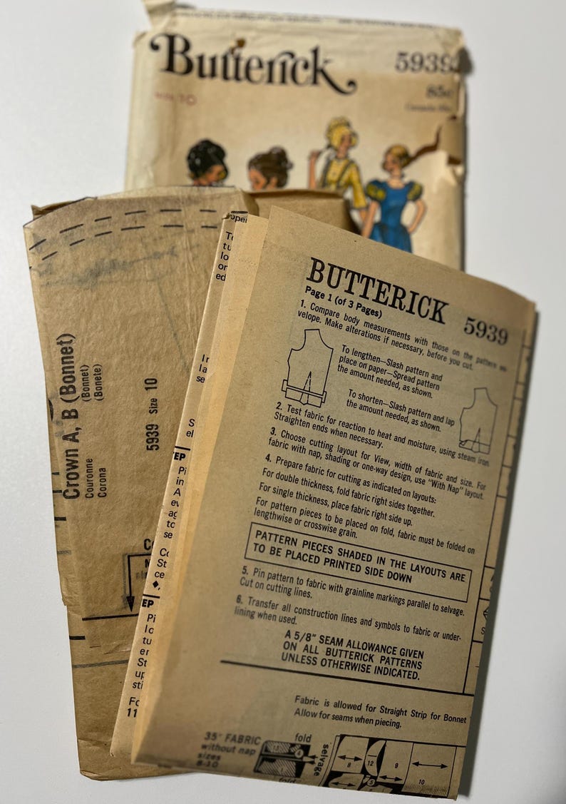 1975 Vintage Frontier Costume Sewing Pattern Butterick 5939 Size 10 - Etsy