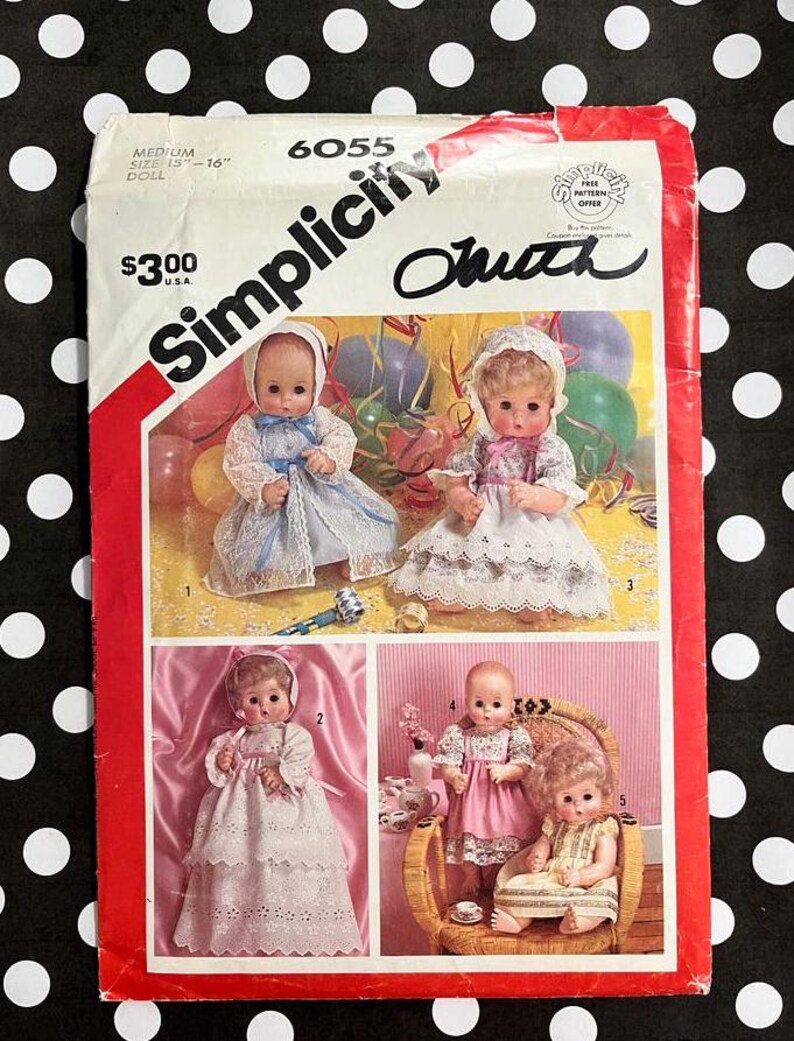 1983 Vintage Sewing Pattern Party Dresses for 15" to 16" Doll ...