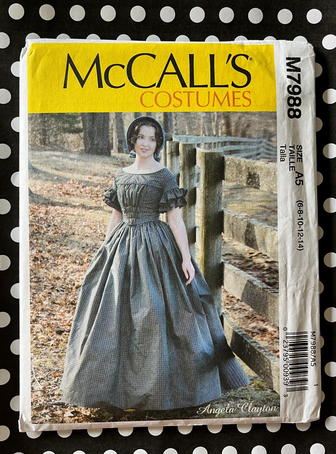 1800s Dress With Ruffled Sleeve Mccall's 7988 Sewing Pattern Sizes 6 to ...
