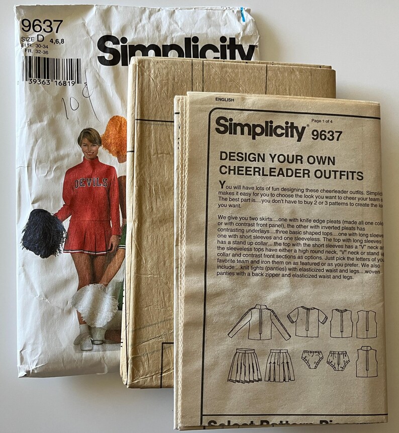 Juniors Cheerleading Outfits Simplicity Sewing Pattern 9637 Sizes 4 to ...