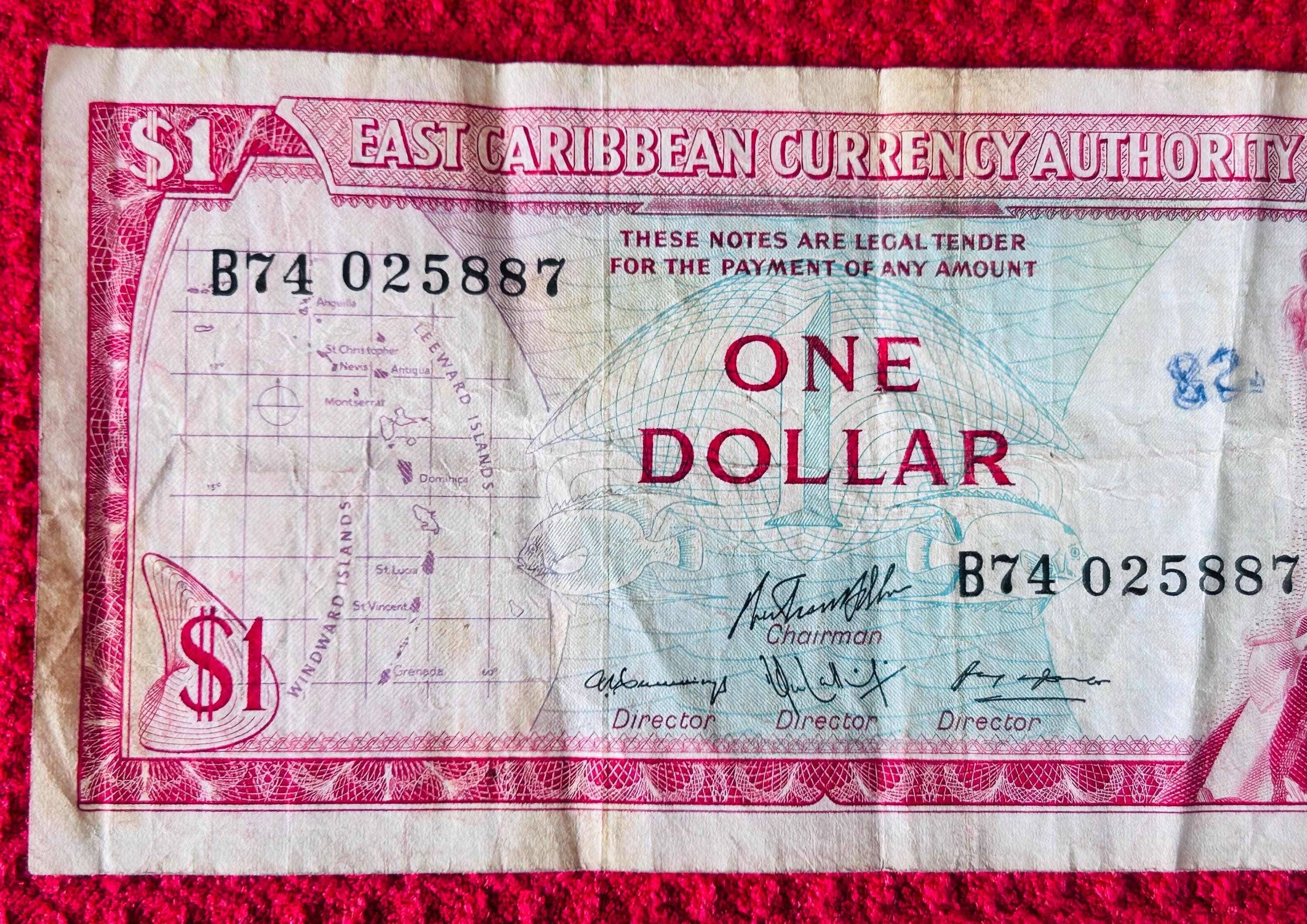 1965 East Caribbean States One Dollar Banknote – Vintage One Dollar ...