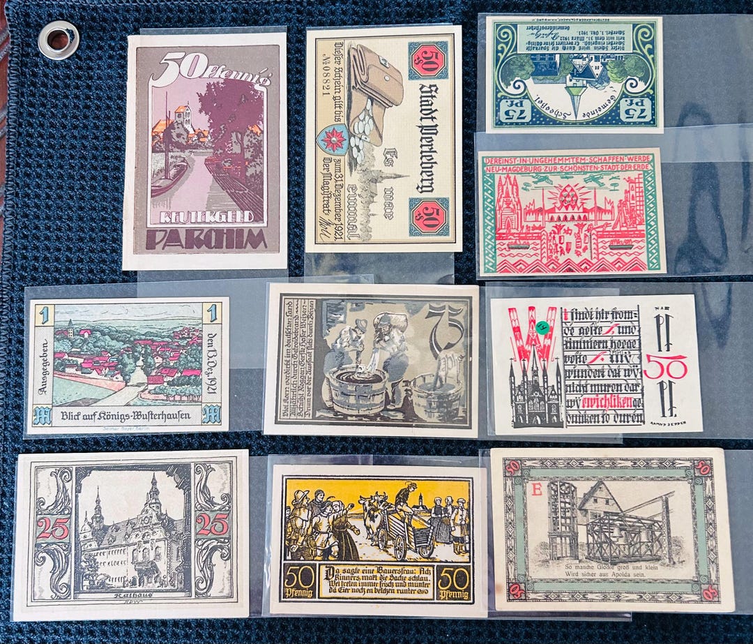 10 German Notgeld Banknotes - Vintage Emergency Currency - 1920s ...