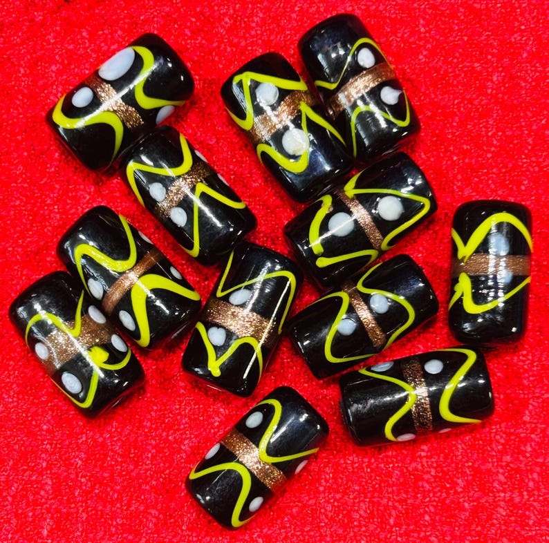Mixed Color India Handmade Fancy Glass Tube Beads – Hand Painted Indian ...