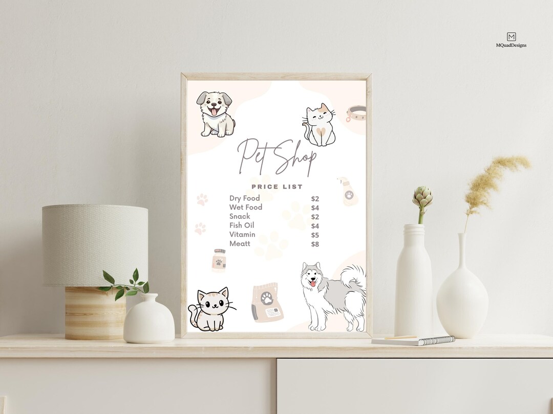 Pet Shop Price List Template: Editable Salon Menu (A4) (canva) - Etsy