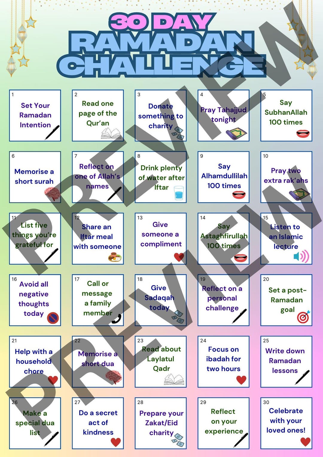 30 Day Ramadan Challenge! - Etsy