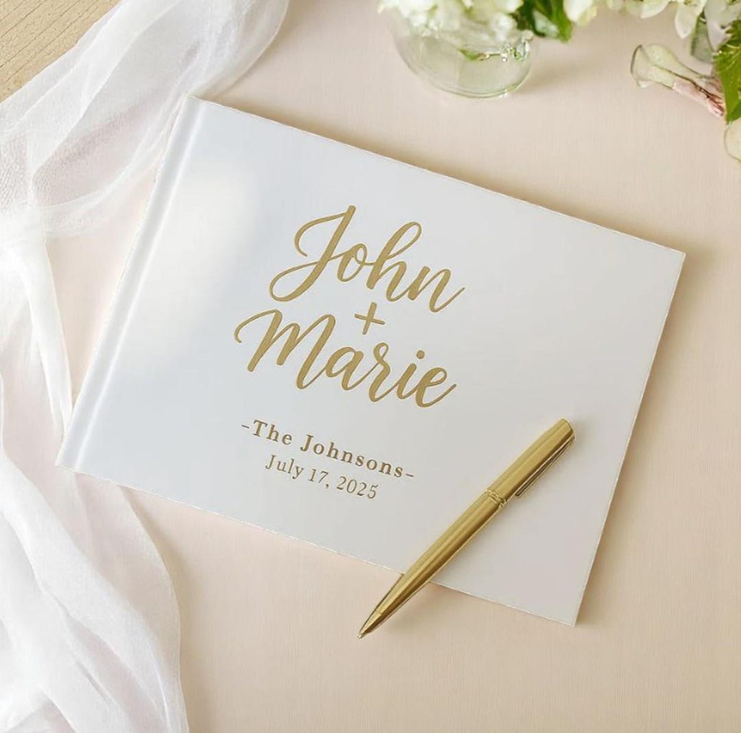 Personalized Wedding Guest Book, Photo Album Simple Elegant Horizontal ...