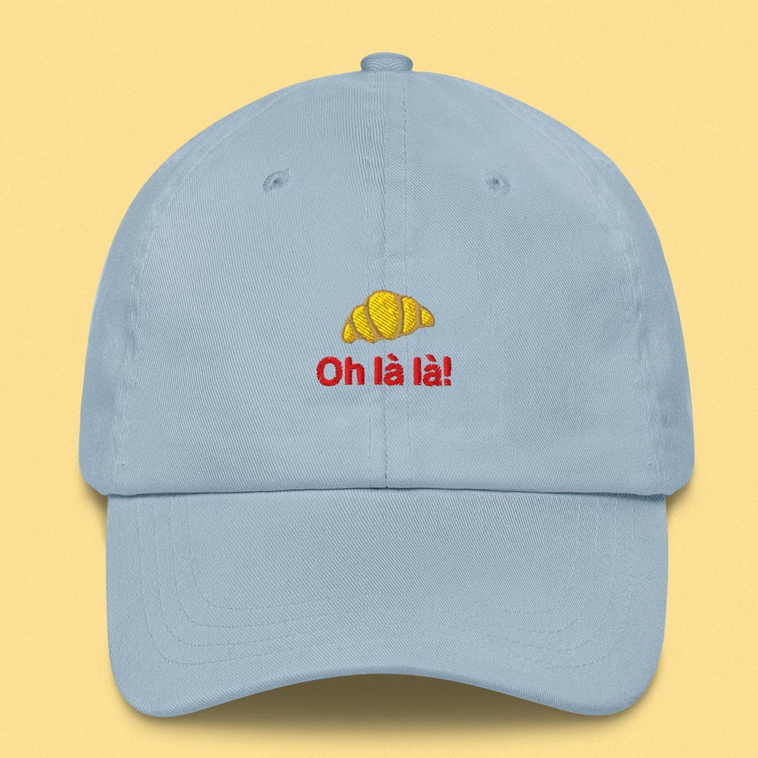 Croissant Embroidered Blue Baseball Hat by H Miller Ink, 100% Organic ...