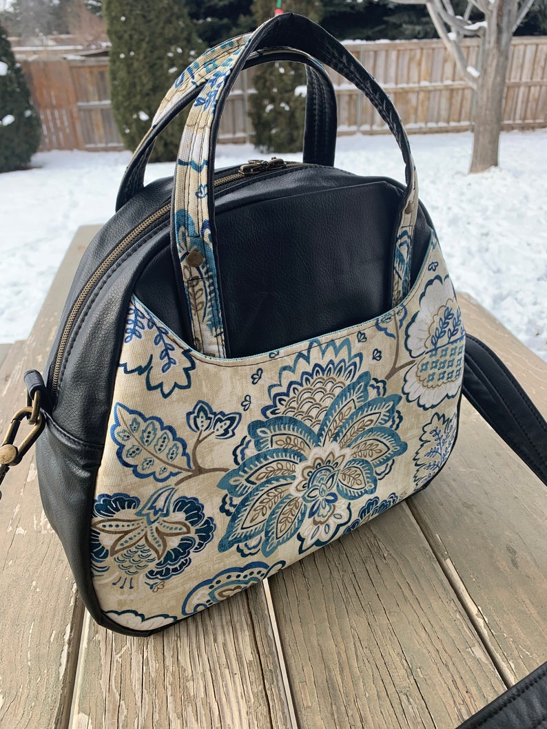 Blue Floral Bowler Bag Purse for Women Gift for Her Gift for Mom ...