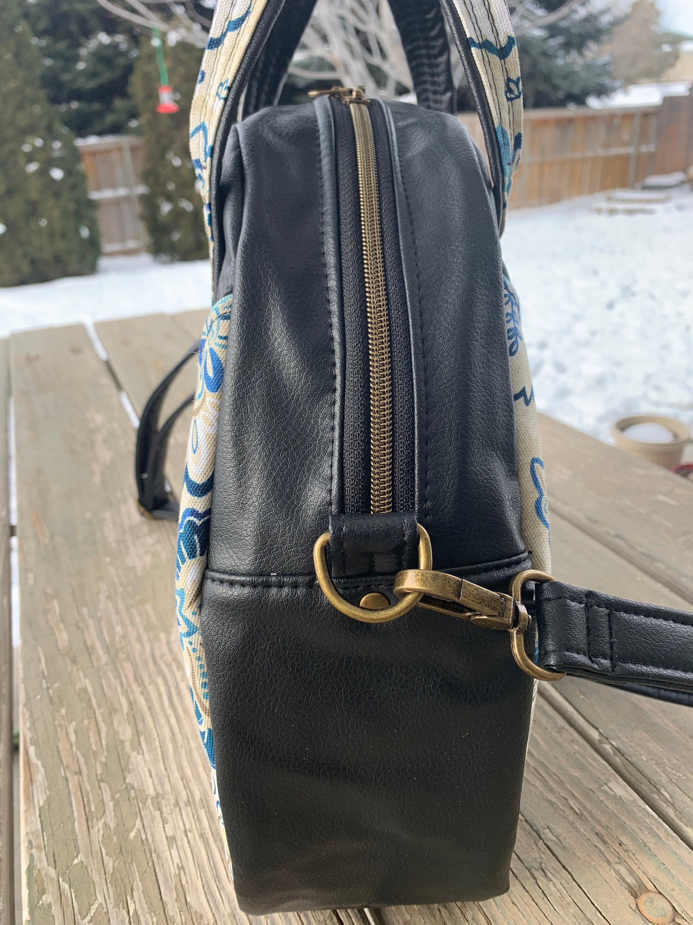 Blue Floral Bowler Bag Purse for Women Gift for Her Gift for Mom ...