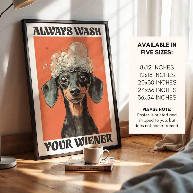 Funny Dog Poster, Always Wash Your Wiener, Dachshund Lover Wall Art ...