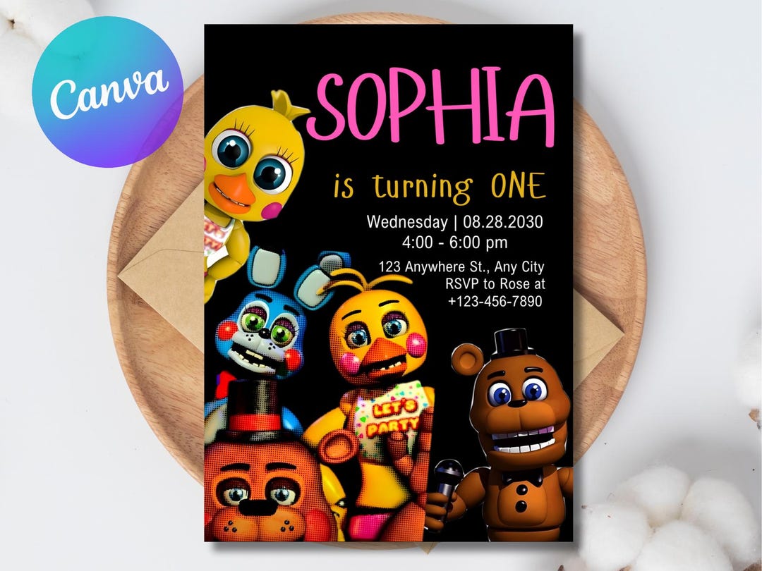 Editable Five Nights at Freddys Birthday Invitation | for Boy & Girl ...