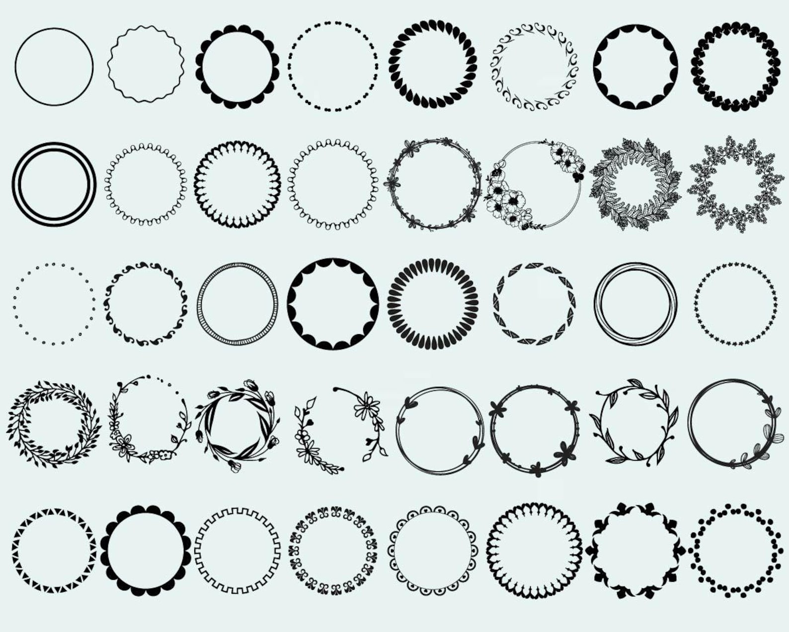 Circle Frame SVG, Cirlce SVG, Double Circle Frame SVG, Round Frame Svg ...