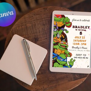 Ninja Turtle Birthday Invitation, Editable Karate Party Invite (instant ...
