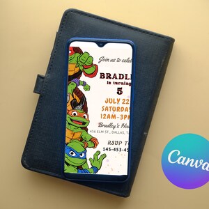 Ninja Turtle Birthday Invitation, Editable Karate Party Invite (instant ...