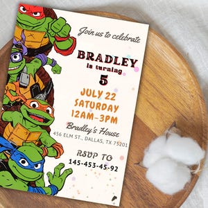 Ninja Turtle Birthday Invitation, Editable Karate Party Invite (instant ...