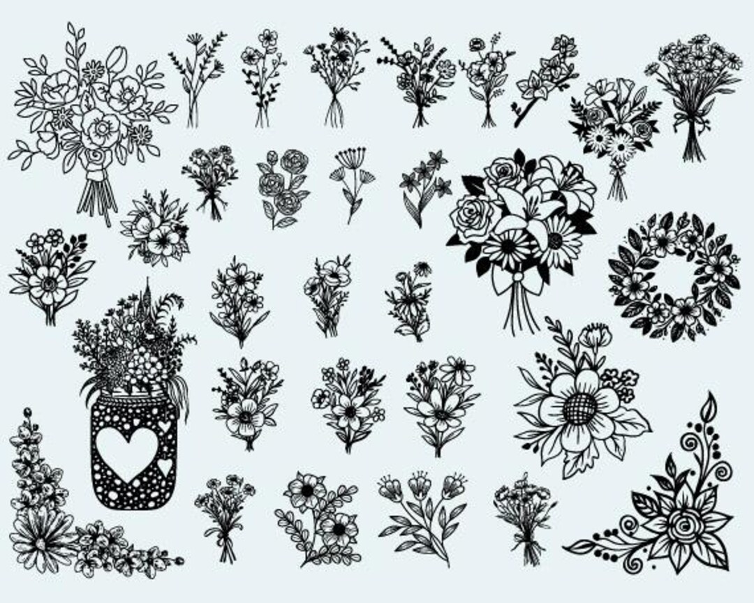 Floral Svg Bundle, Flower Svg Bundle, Flowers Bundle SVG, Wildflower ...