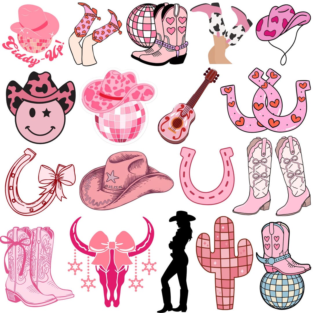 Retro Cowgirl Clipart, Pink Western Rodeo PNG (digital Download) - Etsy
