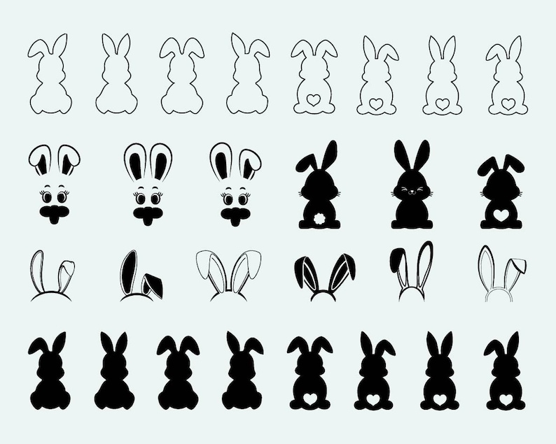Rabbit SVG Bundle, Bunny Shape SVG , Rabbit Clipart, Rabbit SVG Cut ...