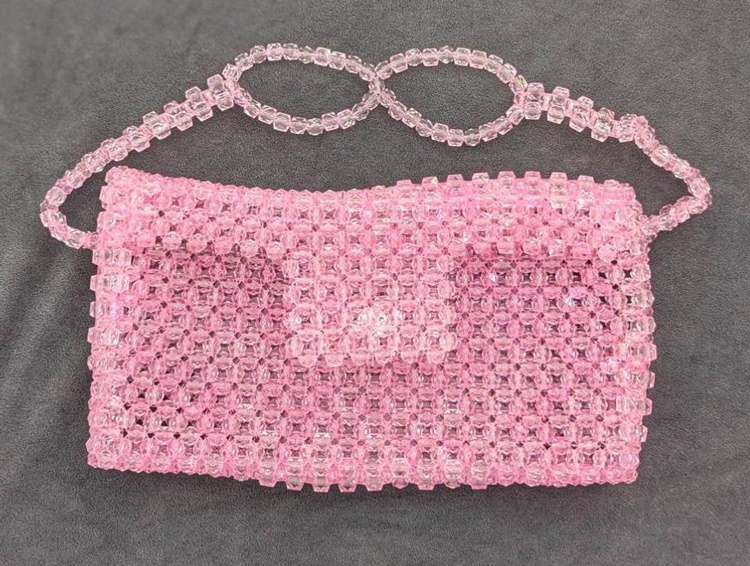 Pink Beaded Purse With Infinity Knot Strap - Etsy