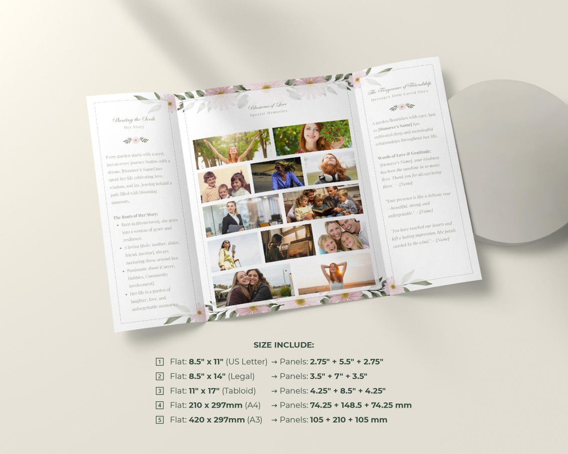 Heavenly Gate Fold Funeral Program: Editable Canva Template (digital ...