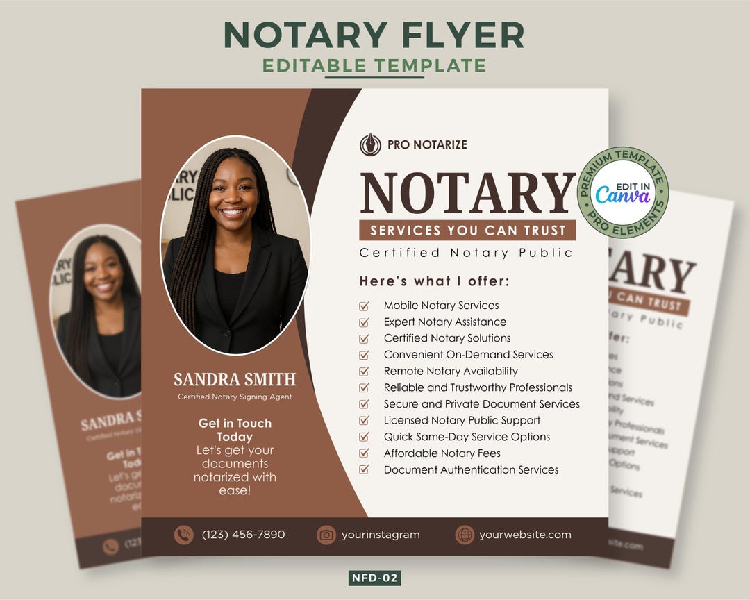 Notary Services Flyer Template: DIY Notary Public Design (canva Pro ...