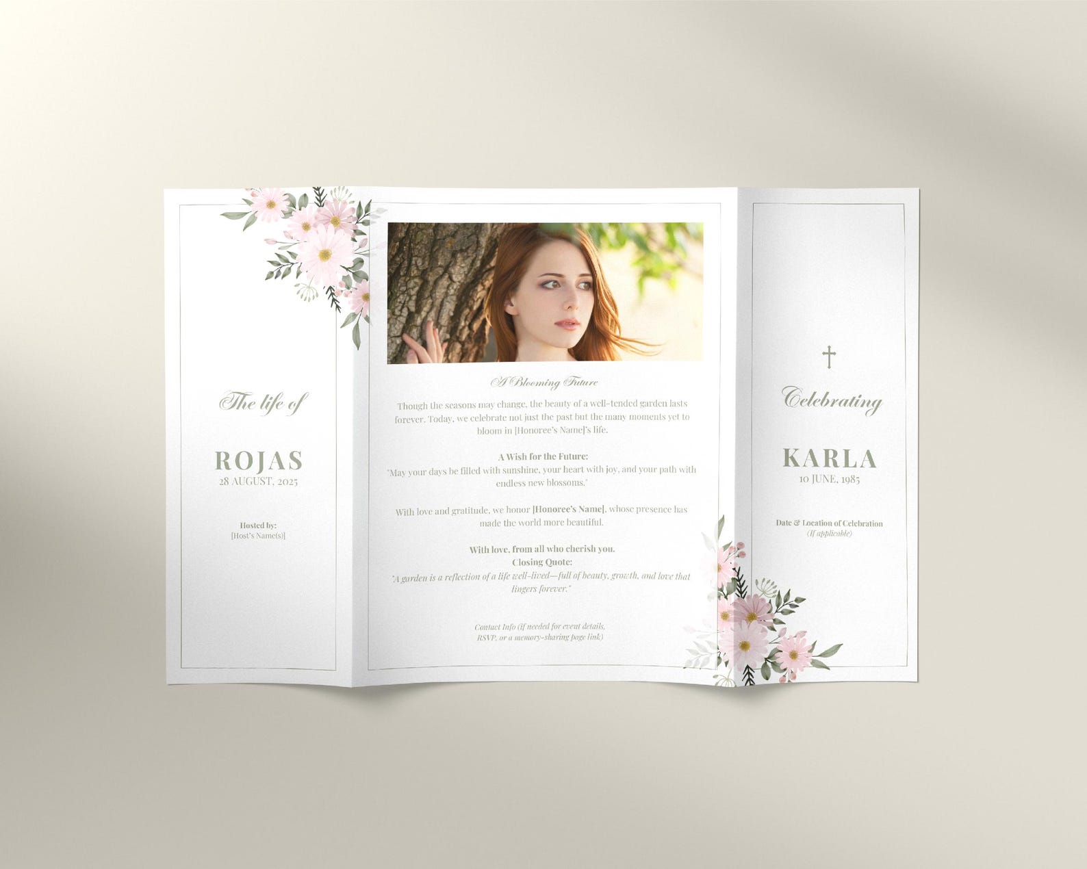 Heavenly Gate Fold Funeral Program: Editable Canva Template (digital ...