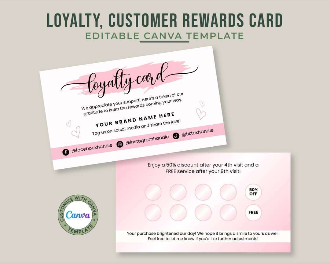 Pink Punch Loyalty Card Template: Customizable VIP Rewards Card for ...