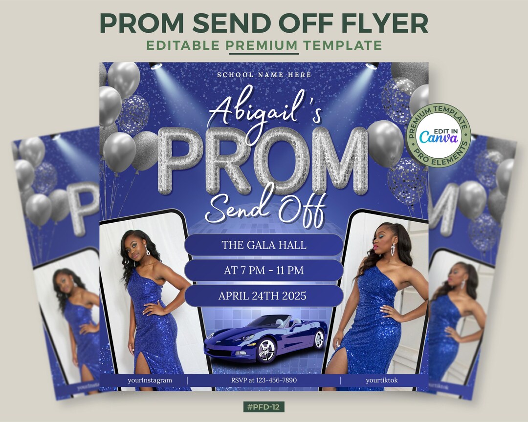 Royal Blue Prom Send off Flyer | Canva Editable Template | DIY Prom ...